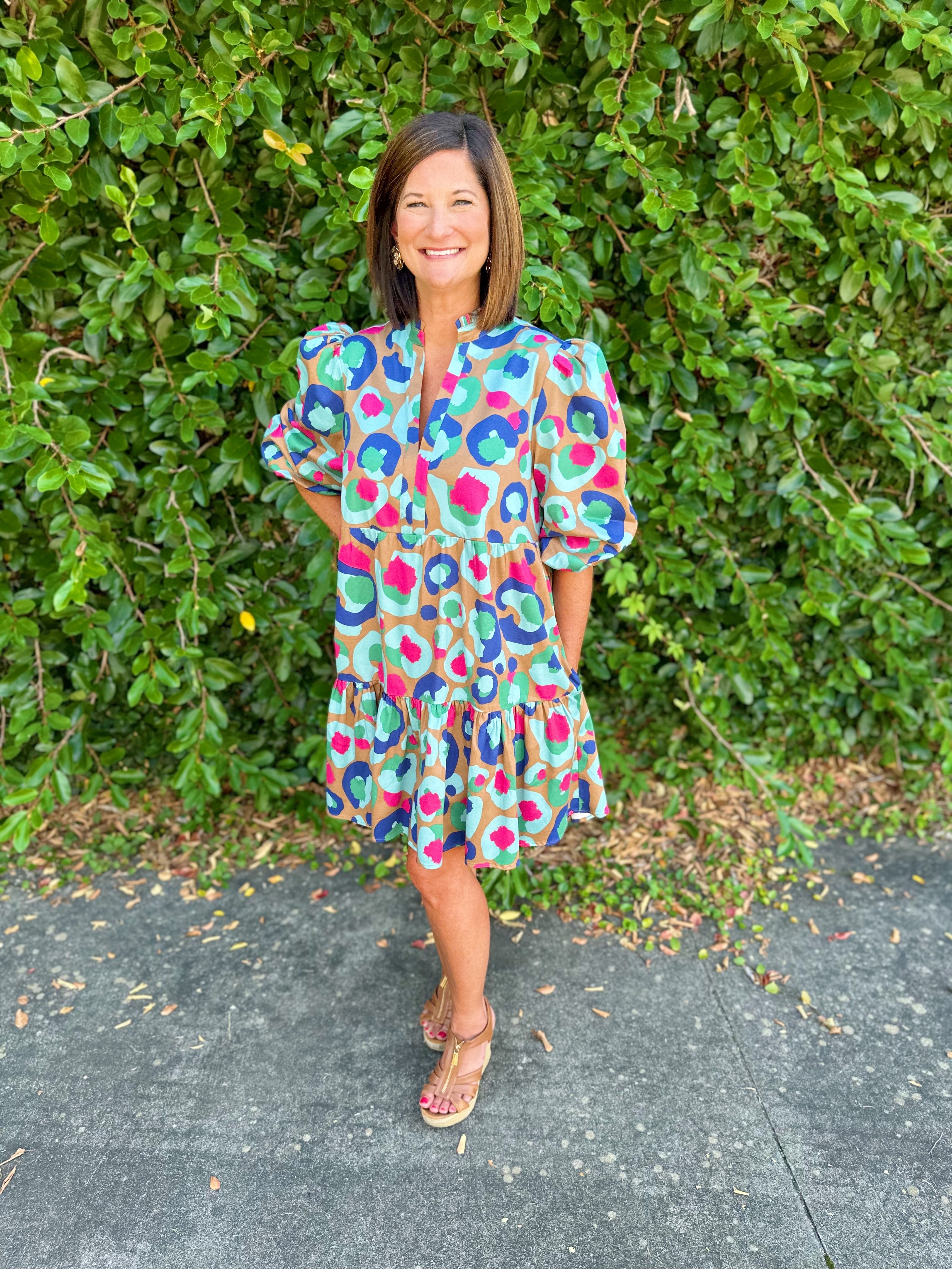 Emily McCarthy Frankie Dress - Meadowbrook Spot Cheetah – Mia & Beau's